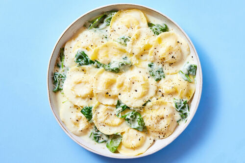 Creamy Ravioli with Spinach Parmesan