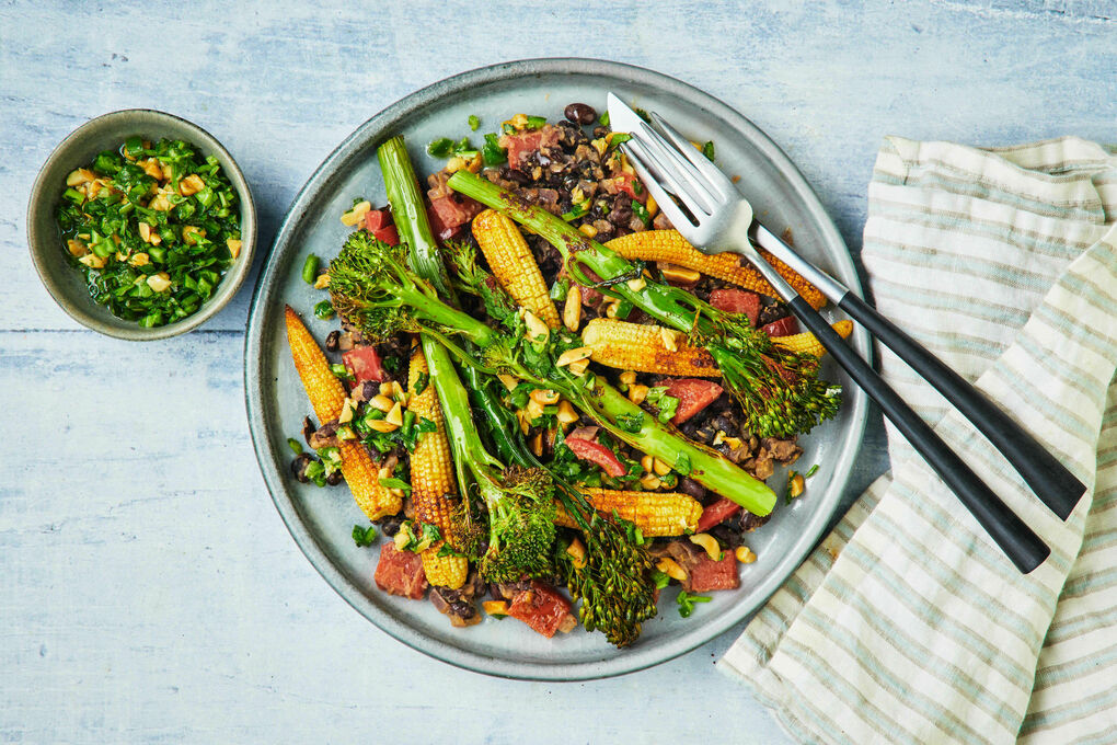 how to cook baby corn and green beans